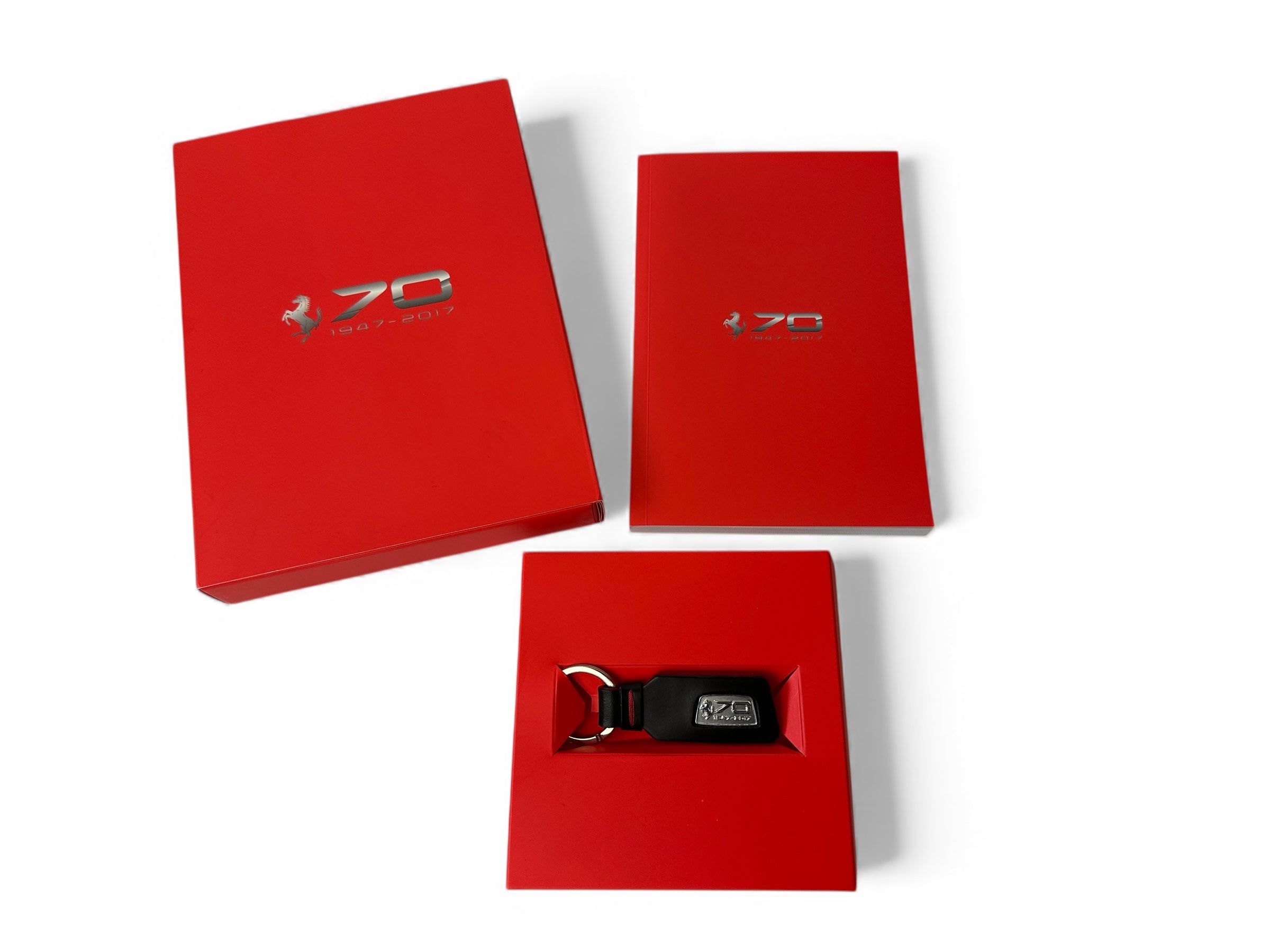 Ferrari 70th Anniversary Black Leather Keychain and Booklet – Official