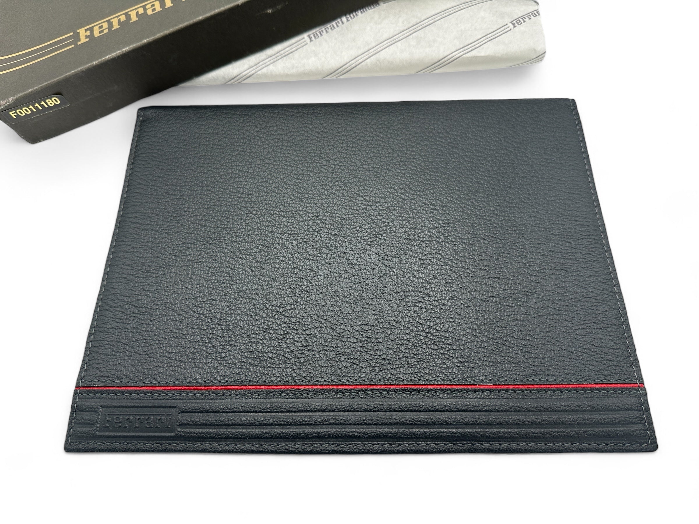 Ferrari Formula Black Leather Business Organizer Pouch, Notepad - In B