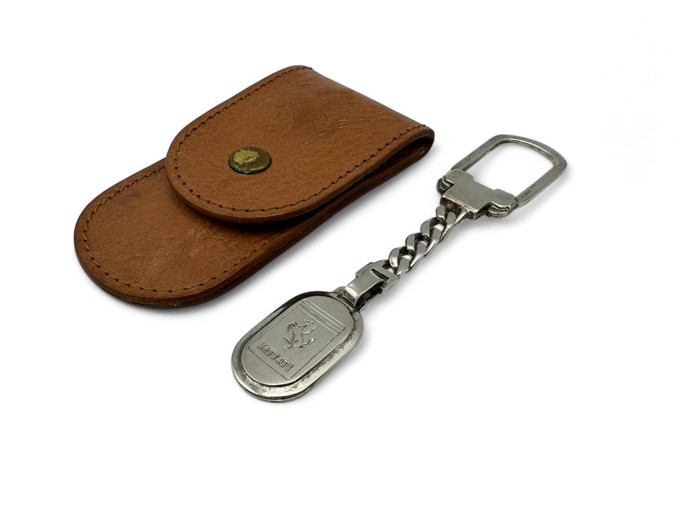 Ferrari Grand Prix Mexico 1987 Silver 925 Keychain - Schedoni Leather