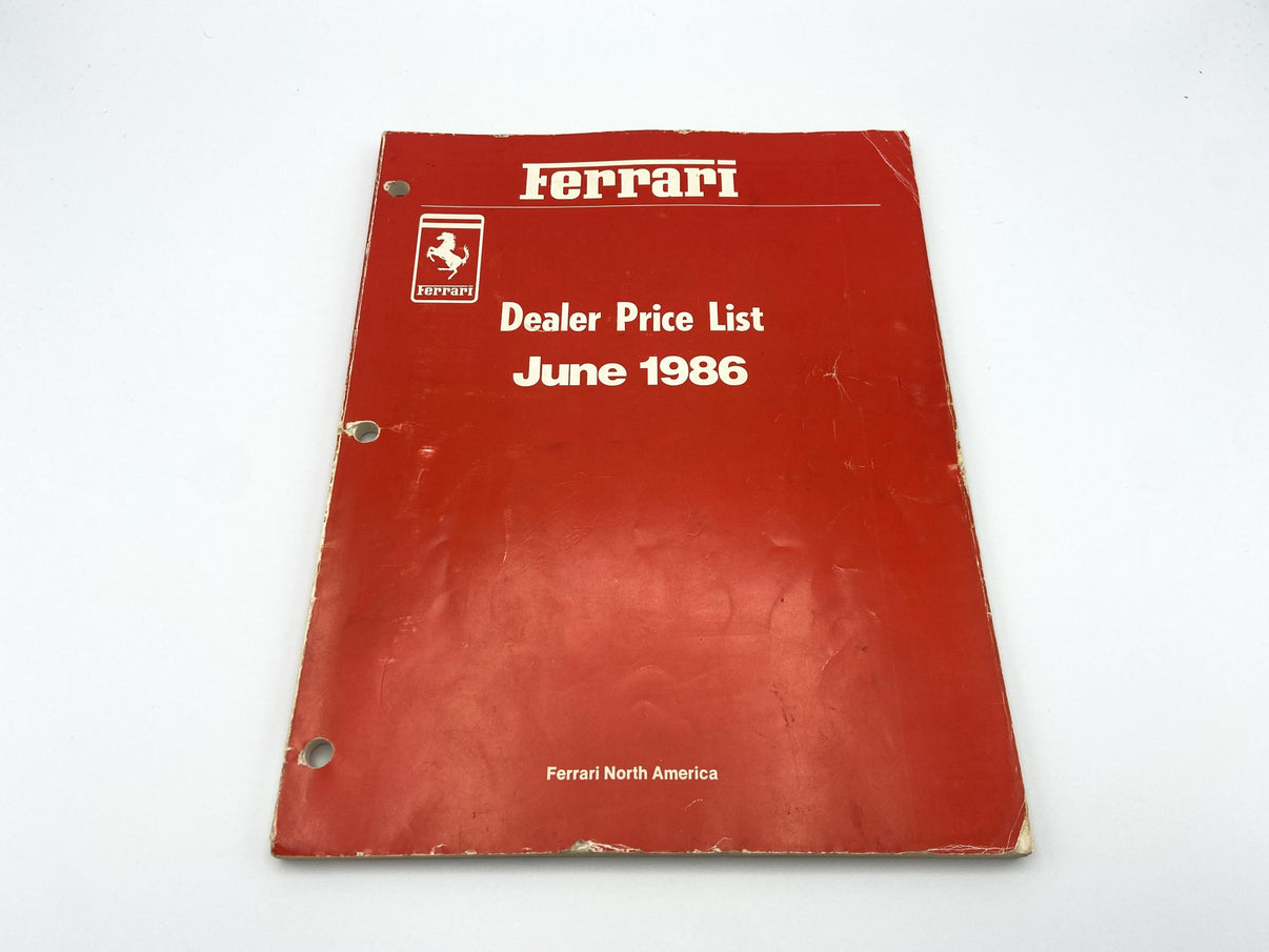 Ferrari North America Dealer Price List June 1986 - Parts and Accessor